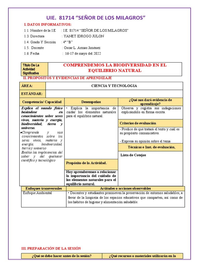 Actividad 1 Semana 4 Dia 16-17 de Mayo Ciencia y Tecnologia | PDF ...