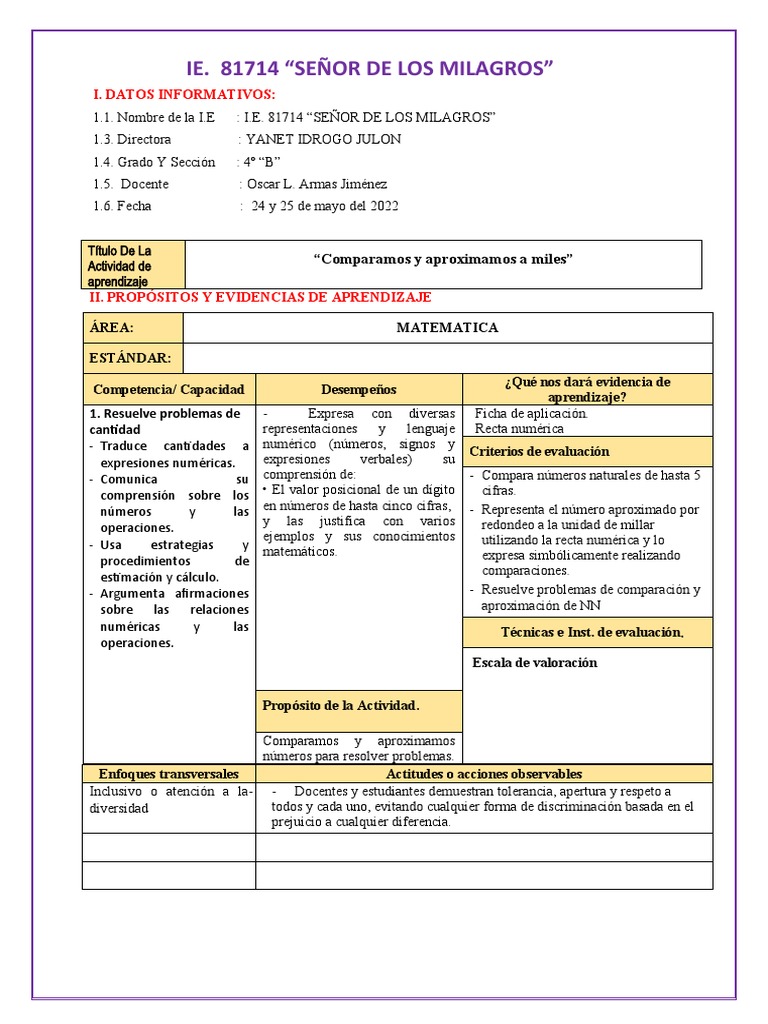 Actividad 3 Semana 4 Dia 24-25 de Mayo Matematica | PDF | Maestros ...