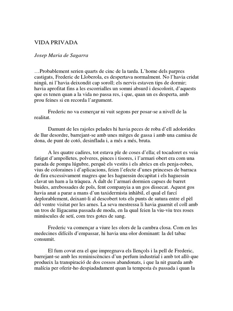 Vida Privada de Sagarra Cat | PDF