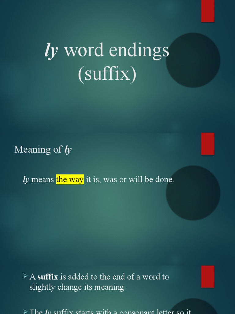 Ly Word Endings (Suffix) | PDF