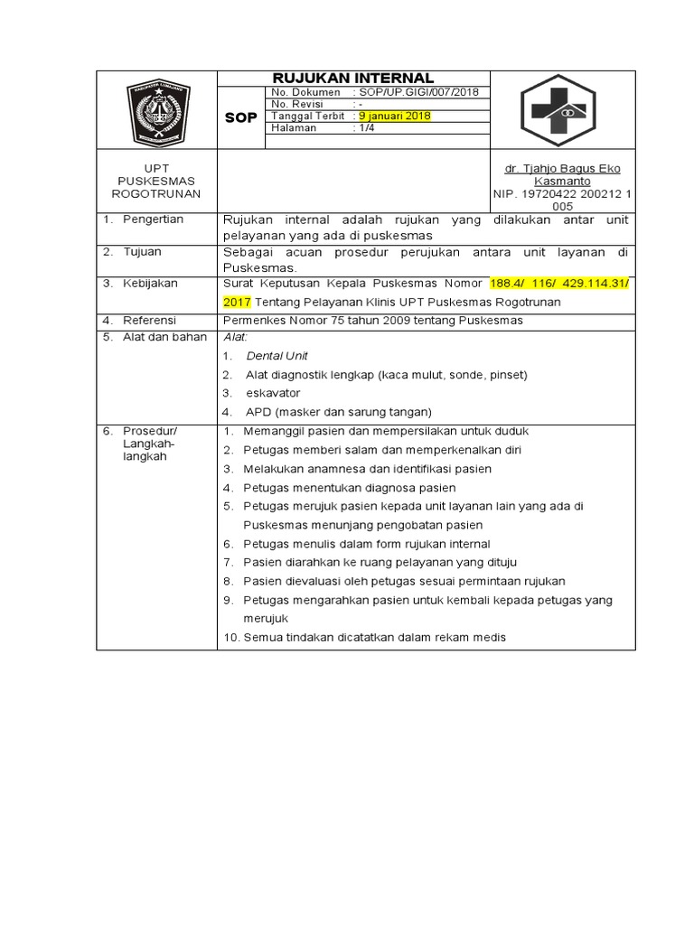 SOP Rujukan Internal | PDF