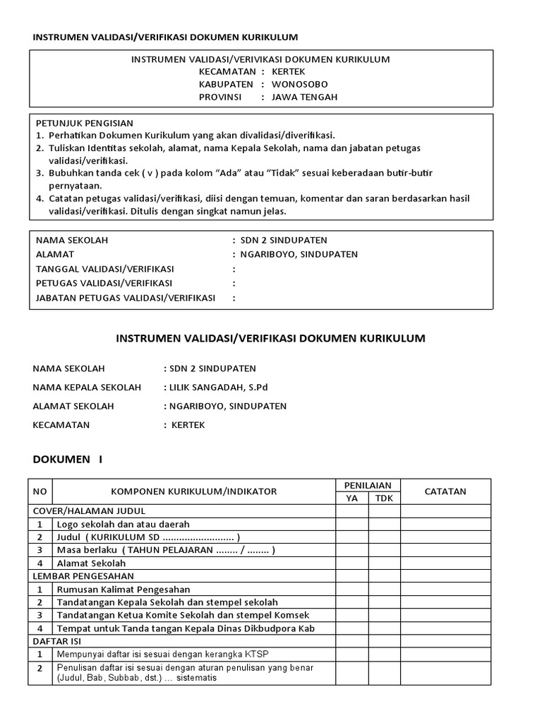 INSTRUMEN VALIDASI Kom | PDF | Karier & Perkembangan