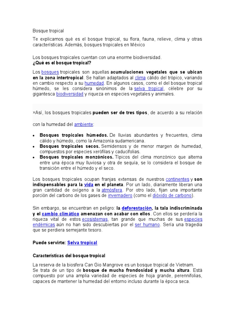 Bosque Tropical | PDF | Zona tropical | Selva