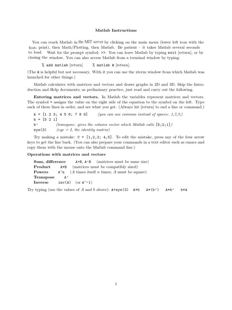 Matlab | Download Free PDF | Matlab | Matrix (Mathematics)