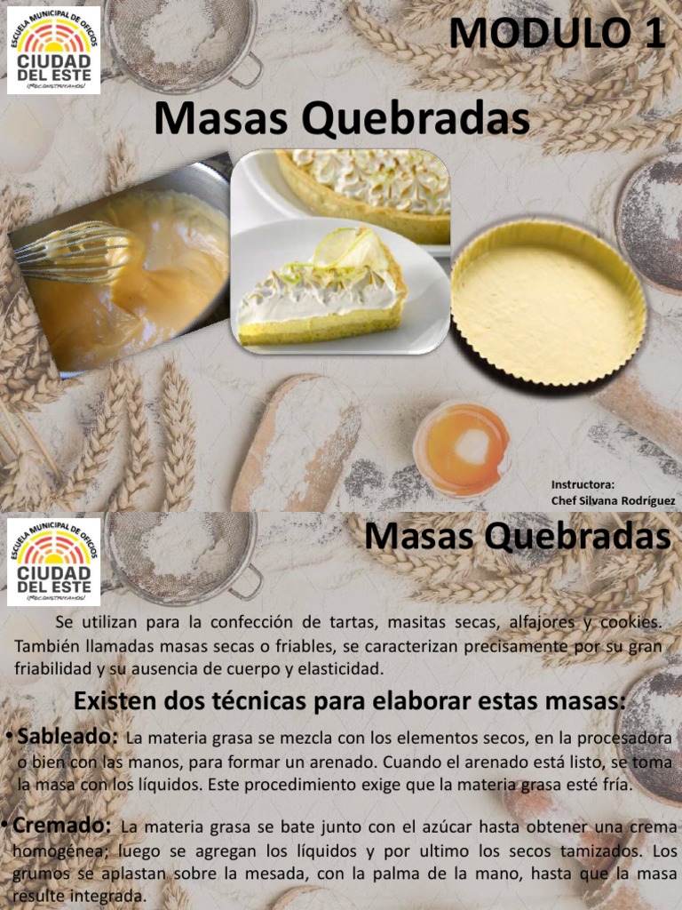 Reposteria Modulo 1- Clase5- Masas Quebradas 2022 | PDF | Huevo como alimento | Cocina occidental