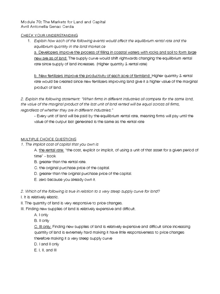 Module 70 | PDF | Economic Equilibrium | Supply (Economics)
