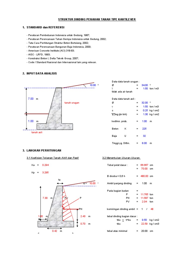 Perencanaan Dinding Penahan Kantilever | PDF