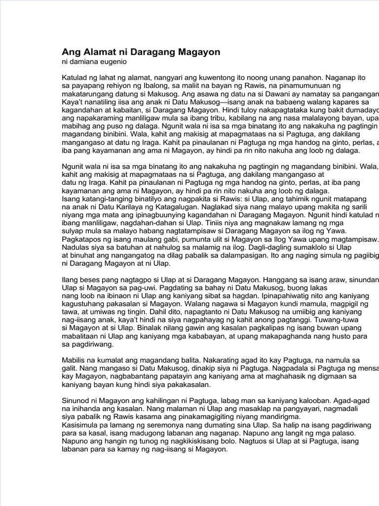 Dokumen - Tips - Ang Alamat Ni Daragang Magayon 56195b5d672fd | PDF