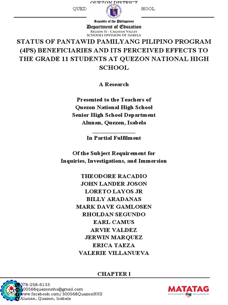 Status of Pantawid Pamilyang Pilipino Program | PDF | Mean | Survey ...