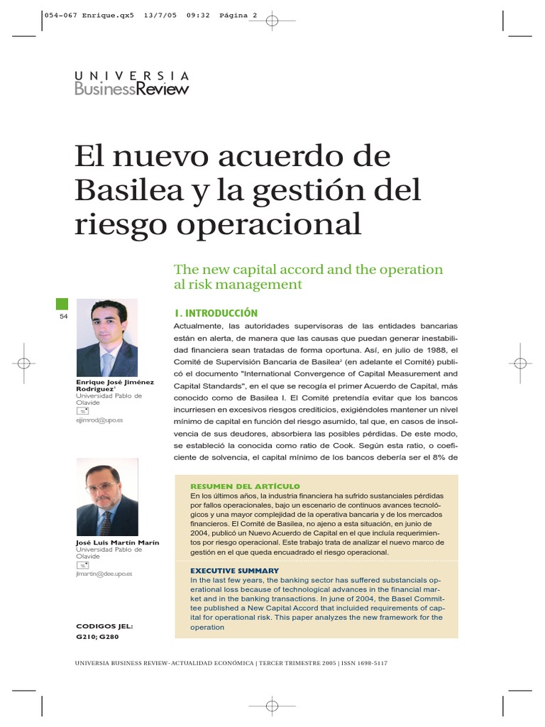 El Nuevo Acuerdo Basilea Gestion Riesgo Operacional | PDF | Basilea Ii | Bancos