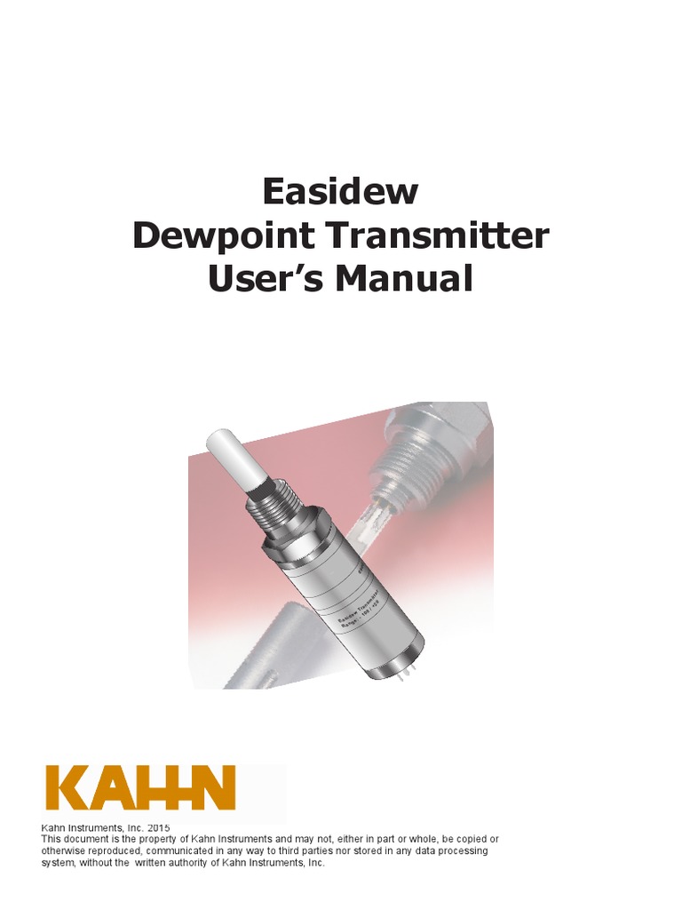 KAHN Easidew2wiretrans06 - Dew Point Sensor | PDF | Electrical ...