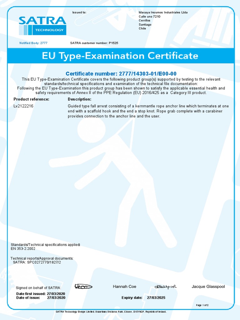 Certificados Laboratorio de Linea de Vida | PDF | Technology & Engineering