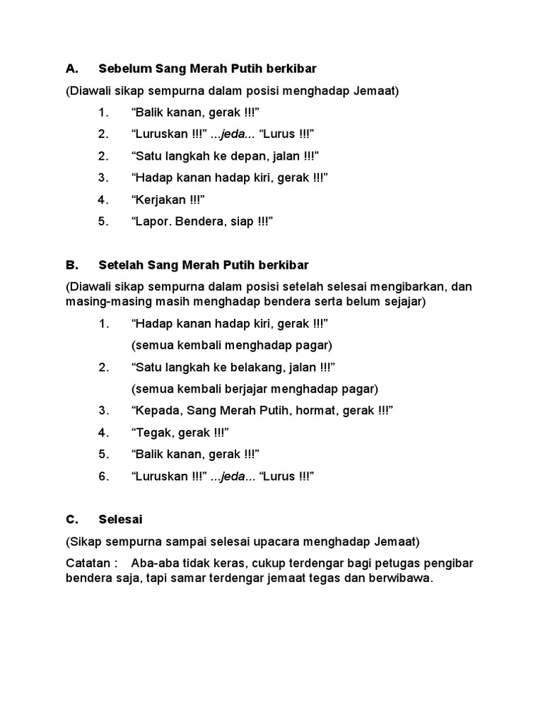 Daftar Aba-Aba Pengibaran Bendera | PDF