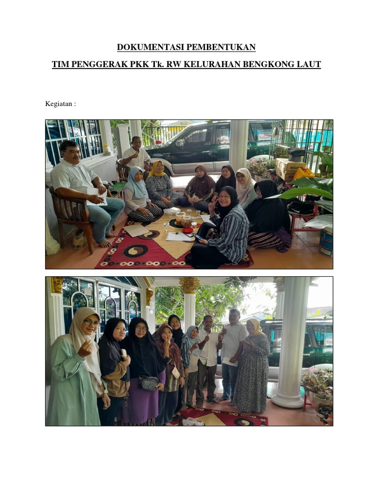 Format Dokumentasi Pembentukan PKK RW BK - LAUT 2023 | PDF