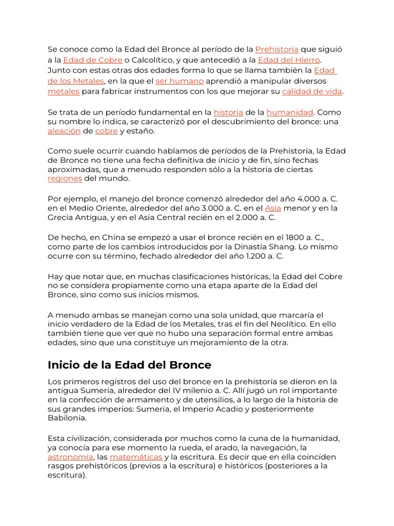 edad de bronce UwU | PDF | Bronce | Edad de Bronce
