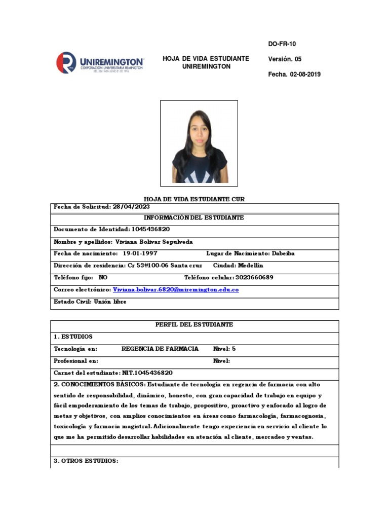 DO-FR-10 Hoja de Vida Formato | PDF