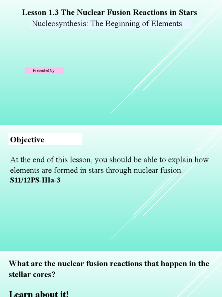 Nuclear Fusion and Element Formation in Stars | PDF | Nuclear Fusion ...
