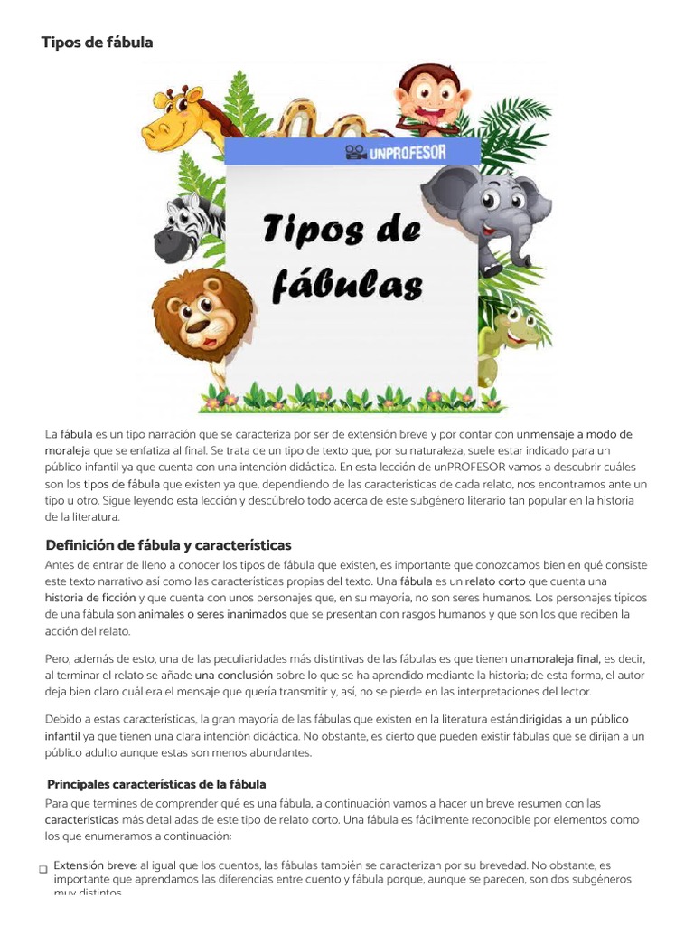 Tipos de fábula - unprofesor.com | PDF | Fábula | Narración