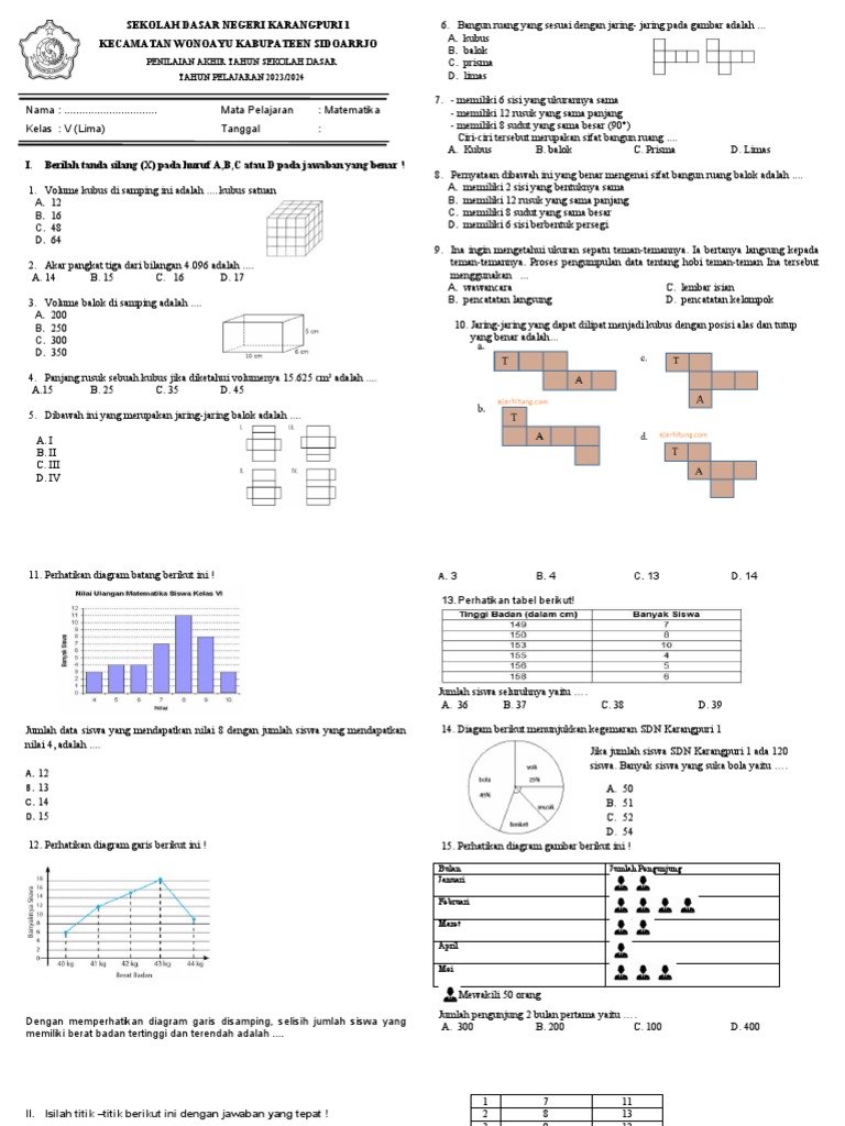 Soal MTK Kelas 5 Semester 2 | PDF