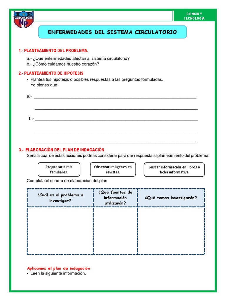 Ficha Ciencias 22-06-23 Enfermedades Del Sistema Circulatorio | PDF ...