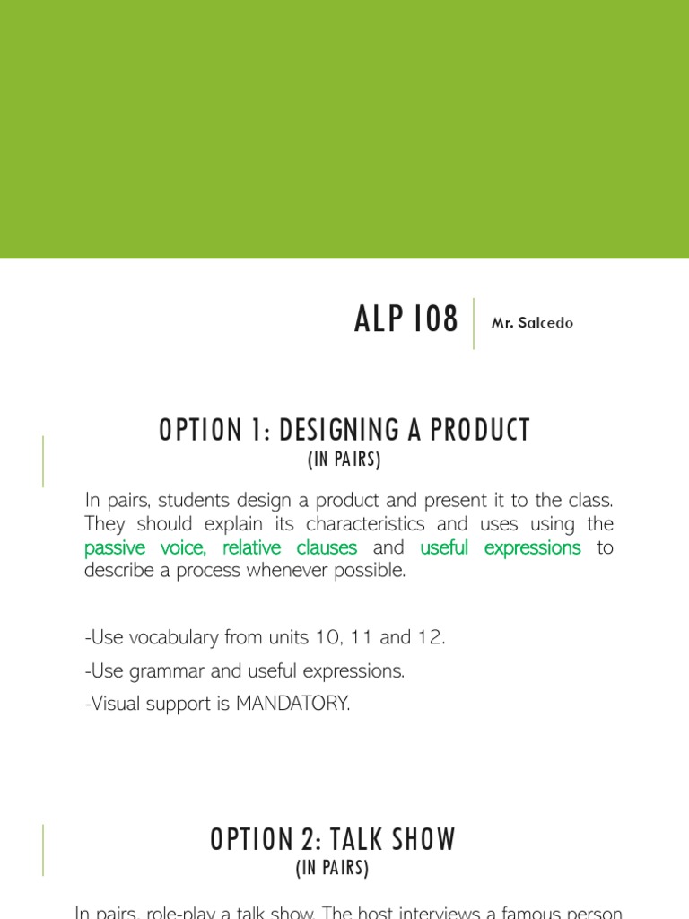 ALP Instructions | PDF | Language Arts & Discipline