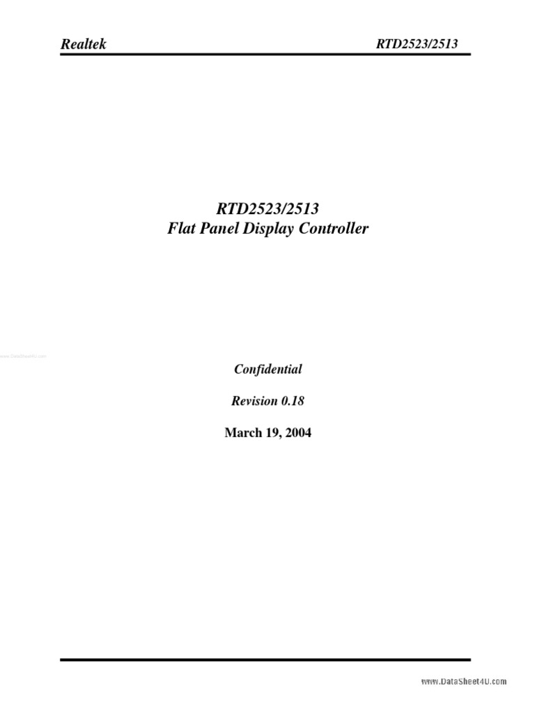 Realtek RTD2523/2513 Display Controller | PDF | Video | Analog To ...