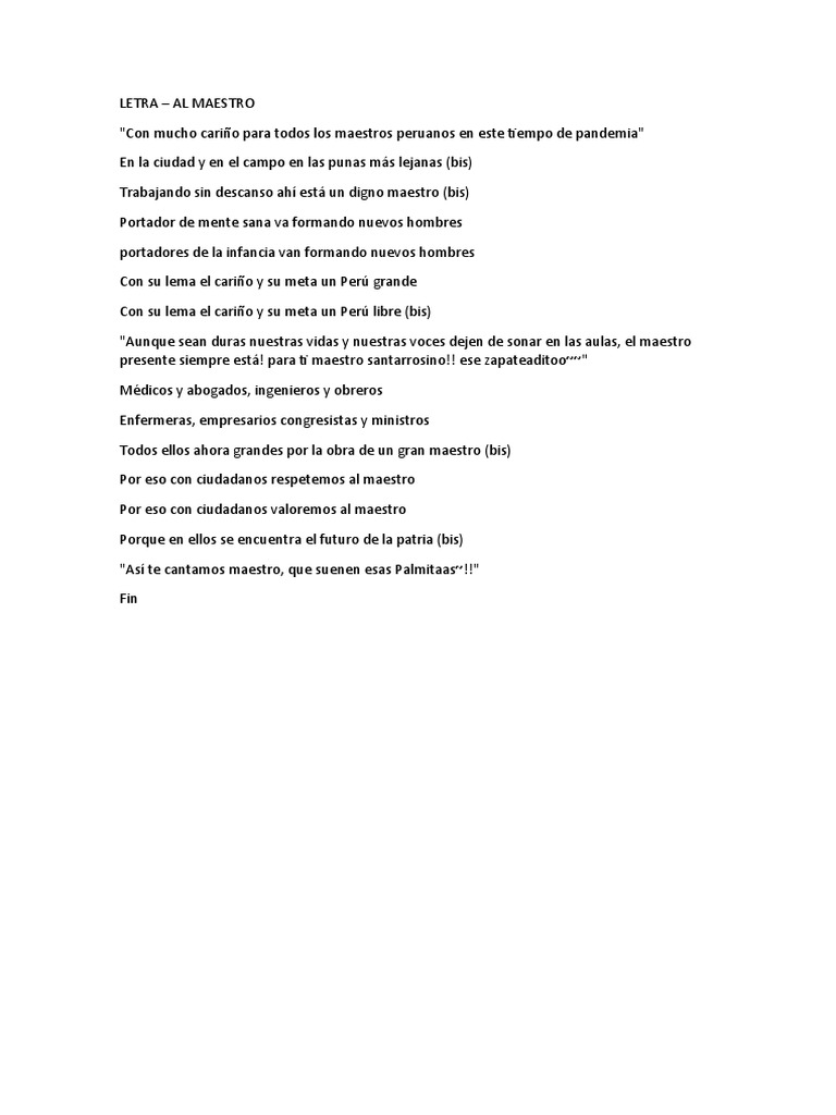 Letra Al Maestro | PDF