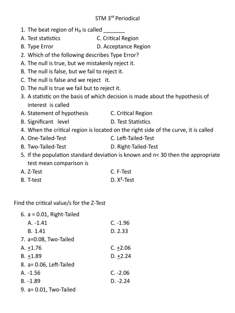 STM 3rd Periodical | PDF | Statistical Significance | Statistical ...