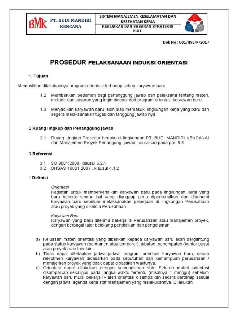 Kebijakan K3LL Bagian Dari Induksi | PDF