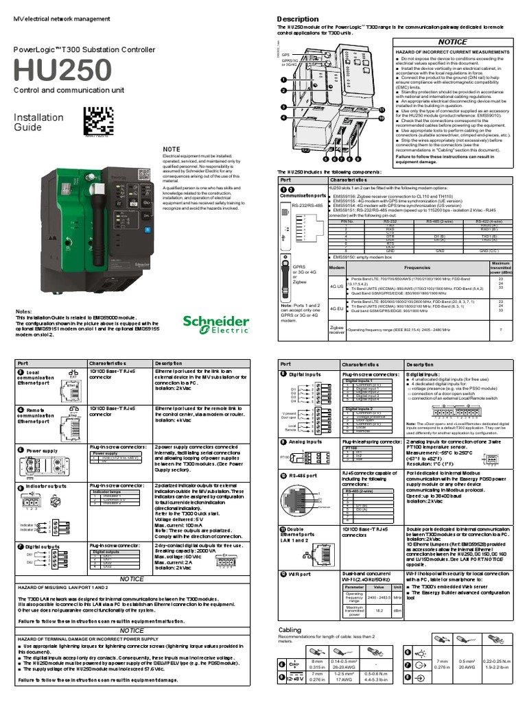 NHA77925-10 PowerLogic HU250 Installation Guide | PDF | Electrical ...