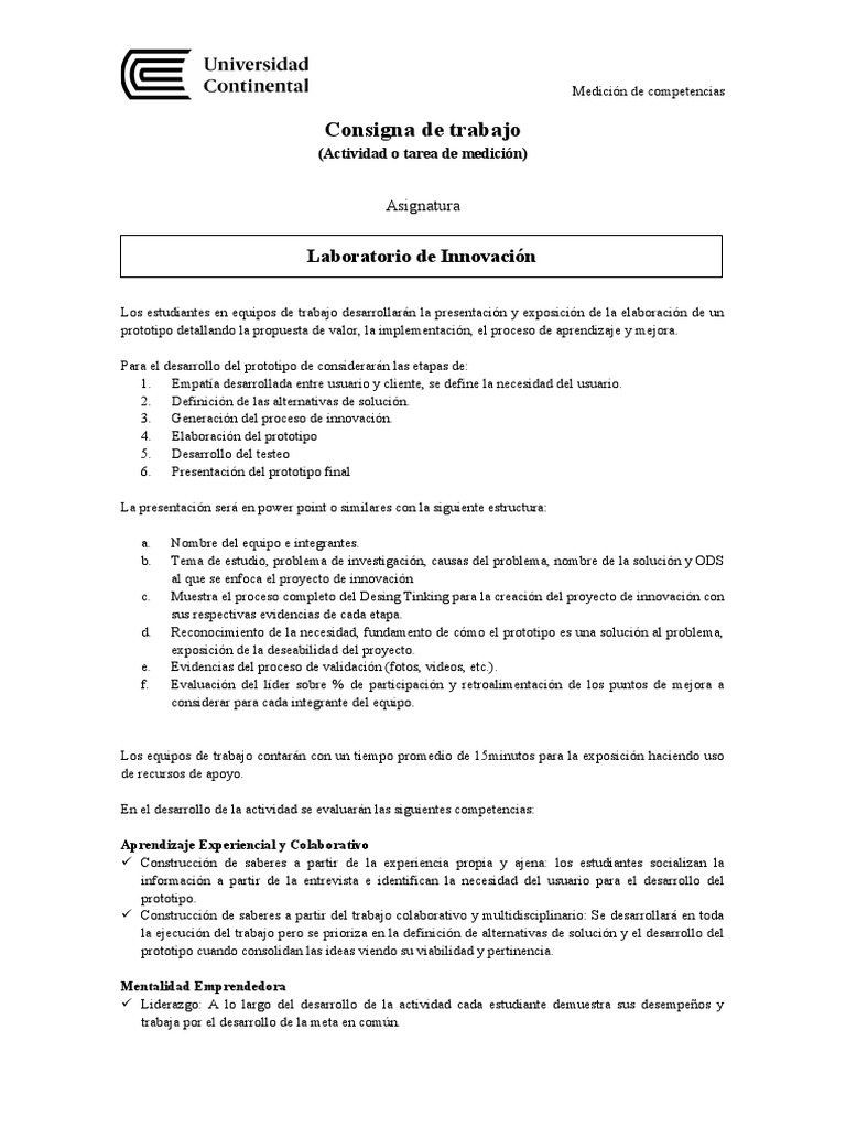 Consigna evaluación competencias Final | PDF | Innovación | Creatividad
