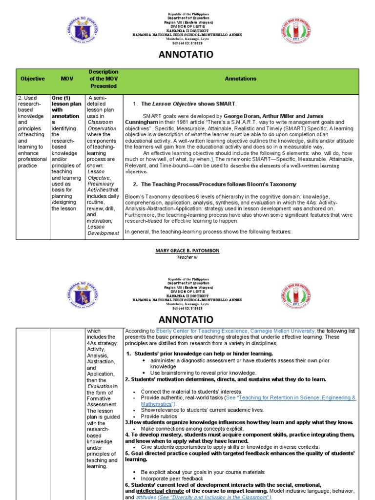 Annotations Template | PDF | Constructivism (Philosophy Of Education) | Learning