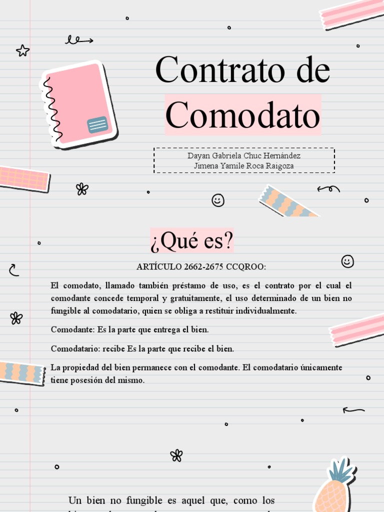 COMODATO Diapositivas | PDF | Jurisprudencia | Derecho y economía