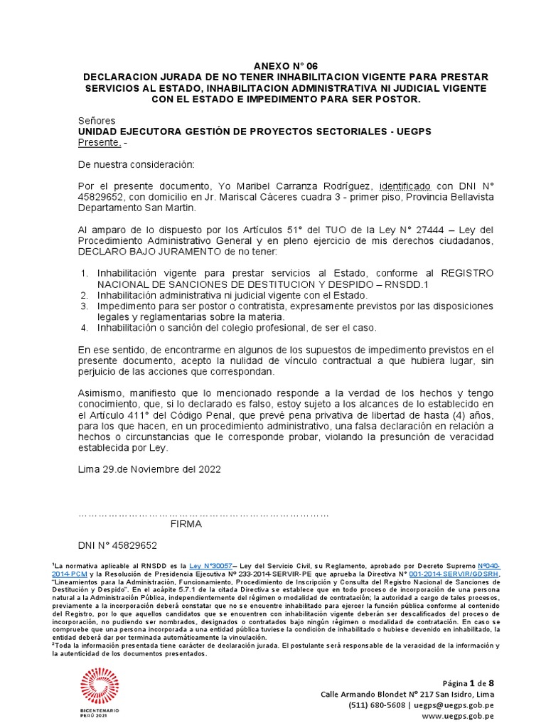 Declaraciones Juradas Anexos | PDF | Parentesco | El proceso de destitución
