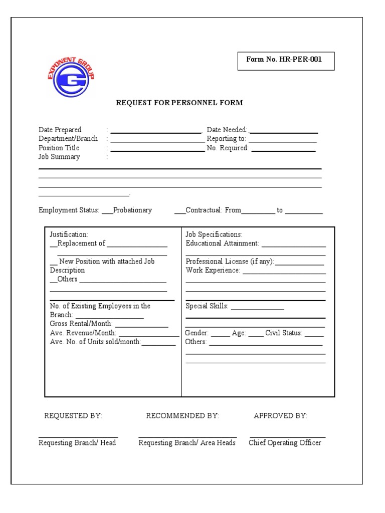 HR Personnel Request and Employment Forms | PDF | Employment