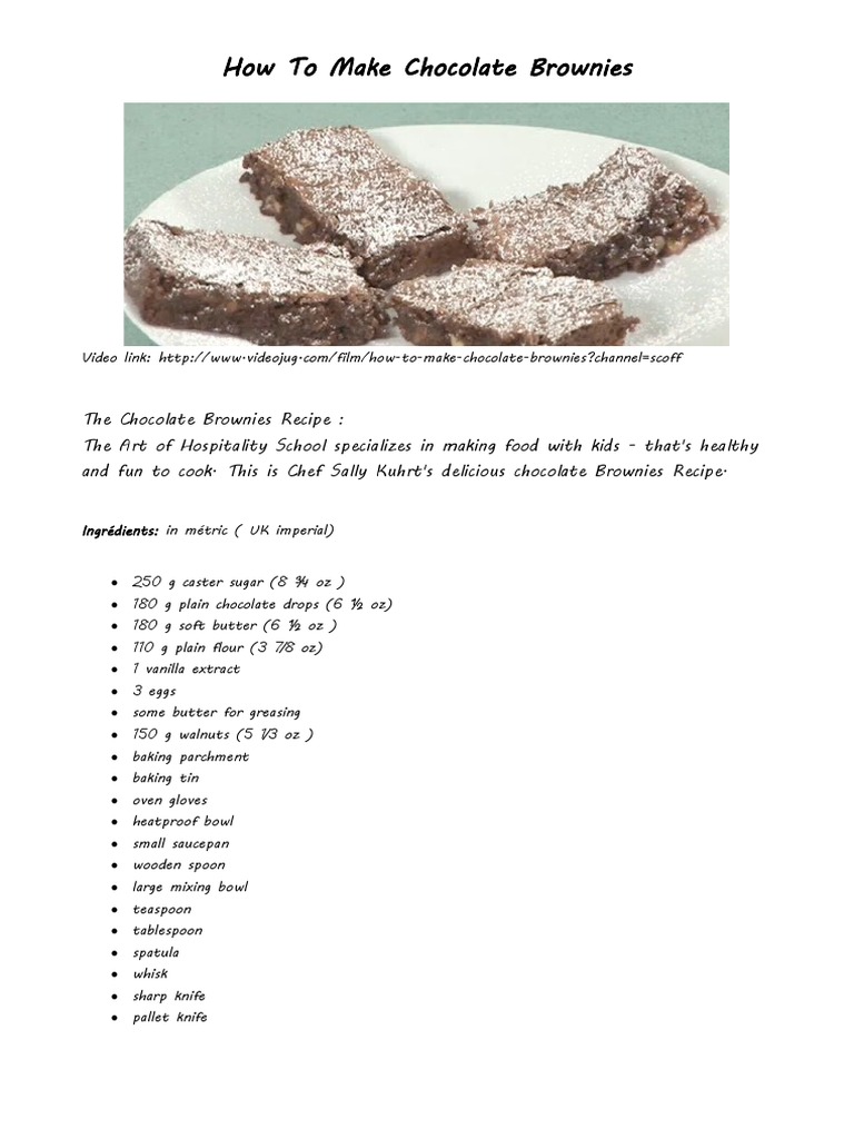 Kid-Friendly Brownie Recipe | PDF | Chocolate | Spoon