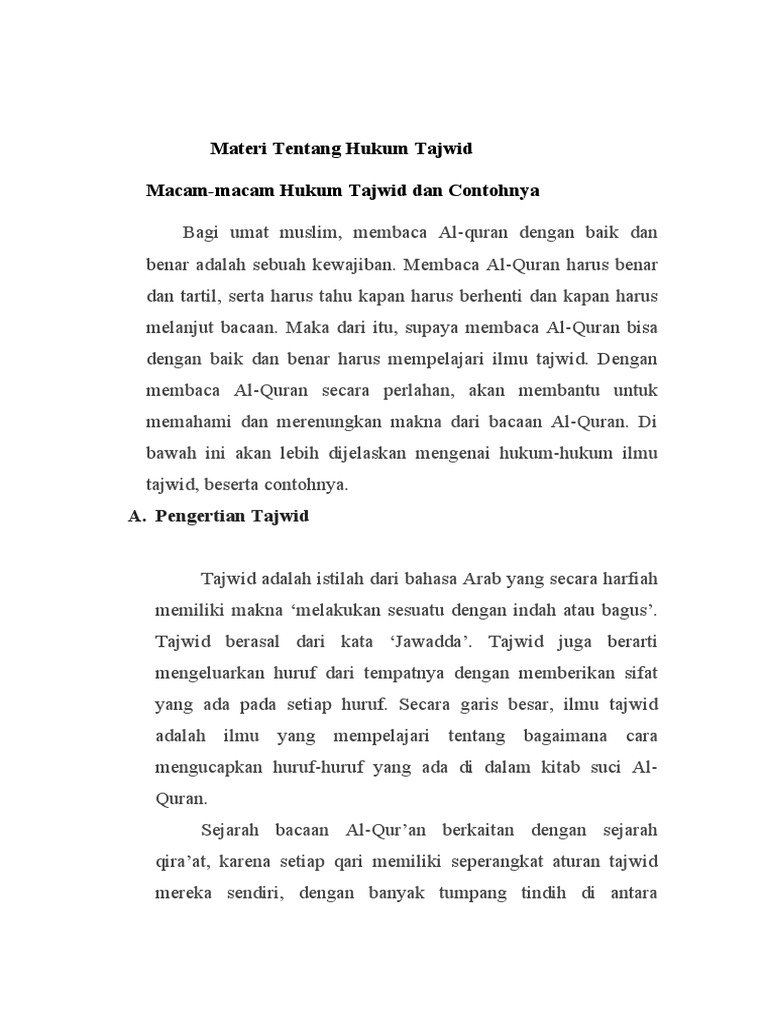 Hukum dan Pengertian Tajwid | PDF