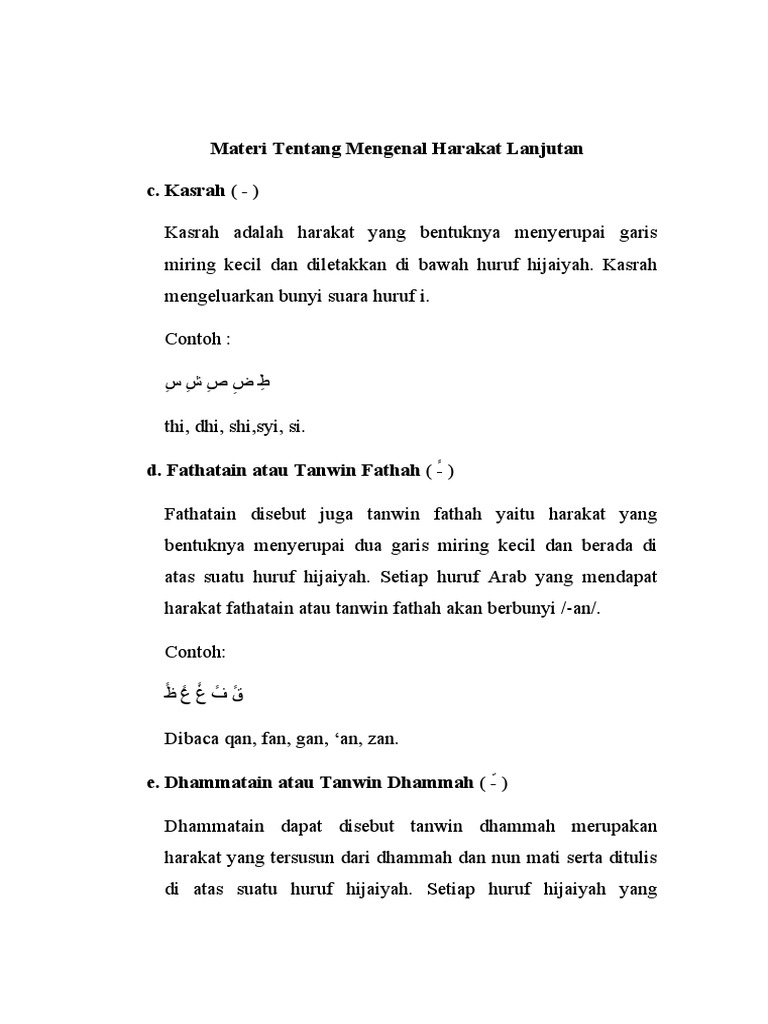 Mengenal Jenis-Jenis Harakat Arab | PDF