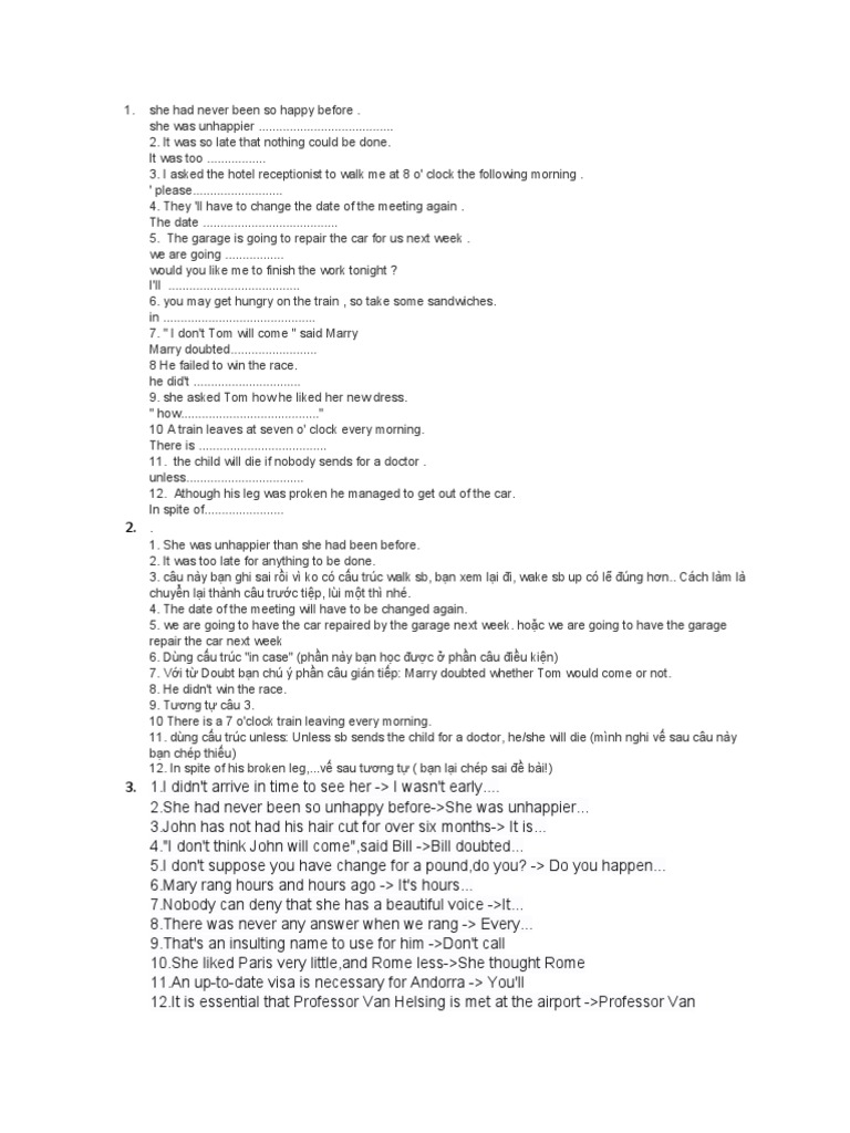 Rewrite Sentences | PDF