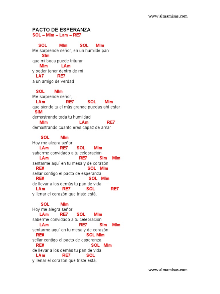 Pacto de Esperanza Letra y Acordes | PDF