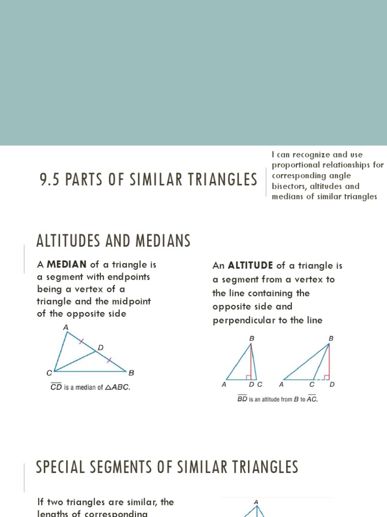 9.5 Parts of Similar Triangles | PDF | Triangle | Geometric Shapes