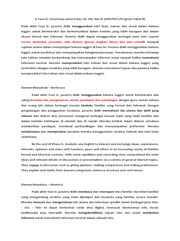 CP English Fase D Terbaru | PDF