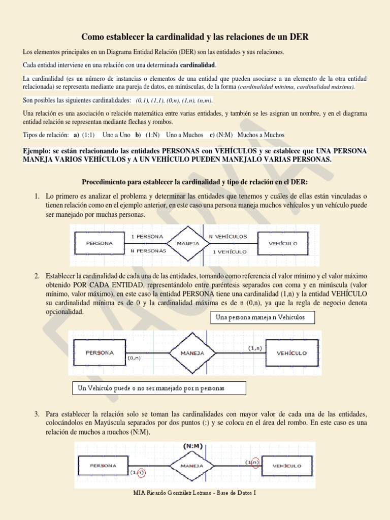 Cardinalidad y Relaciones en DER | PDF | Base de datos relacional ...