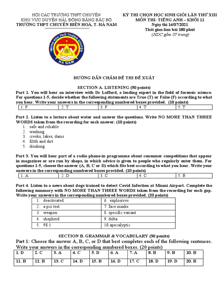 Olympic DHBB - Anh 11 - Chuyên Biên Hòa - Hà Nam - HDC | PDF | Water | Rain