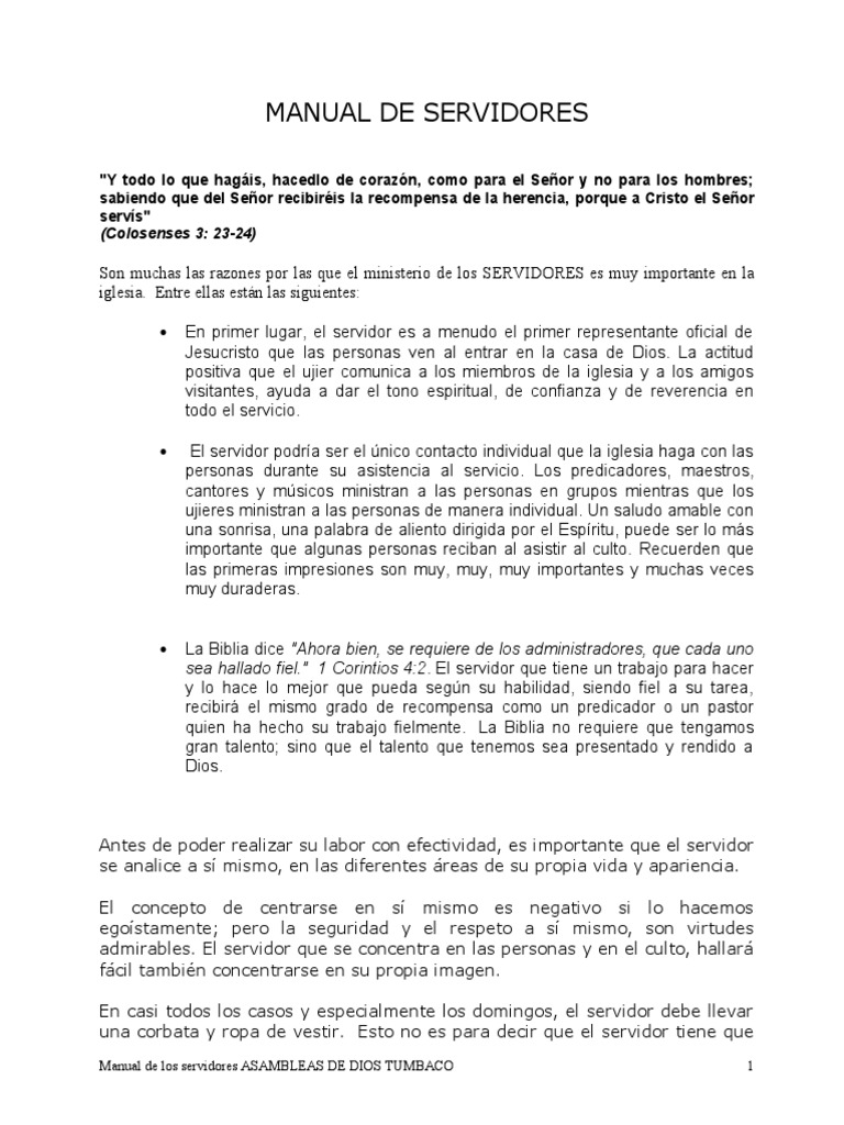 Manual de Ujieres Cristianos | PDF | Iglesia cristiana