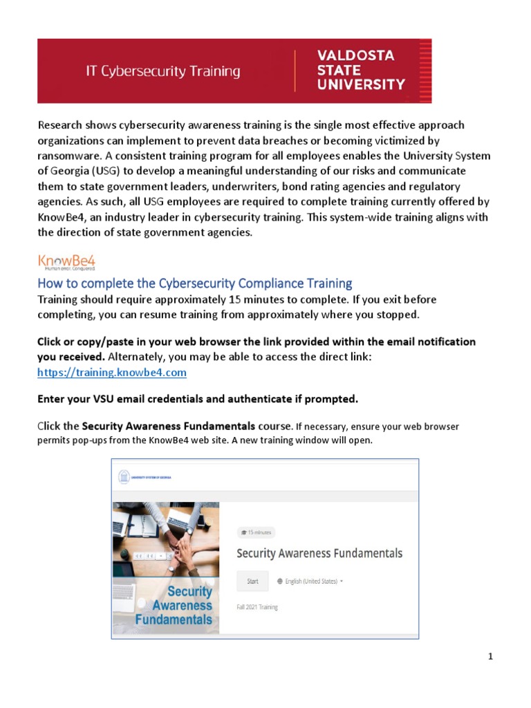 Cybersecurity Awareness Training Knowbe4 2021 | PDF