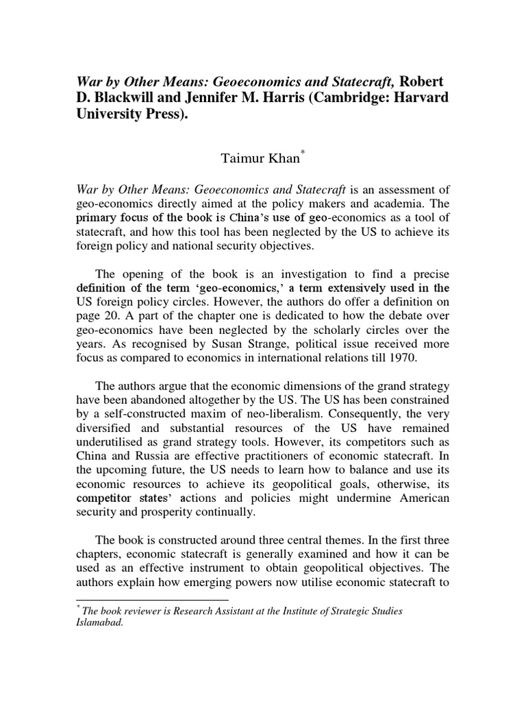 Geoeconomics in US Statecraft Analysis | PDF | Public Administration ...