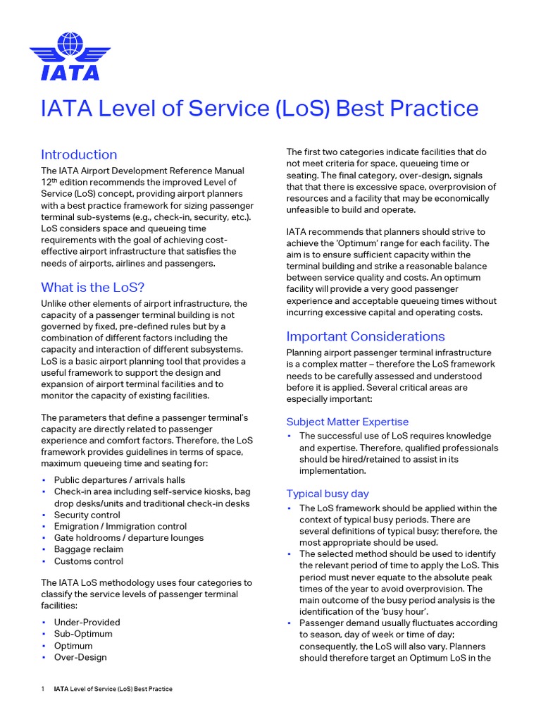 Iata Level of Service Paper Best Practice | PDF | Airport | Infrastructure