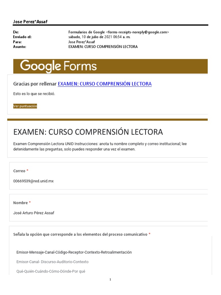 Examen Final | PDF | Comprensión lectora | Ciencia cognitiva