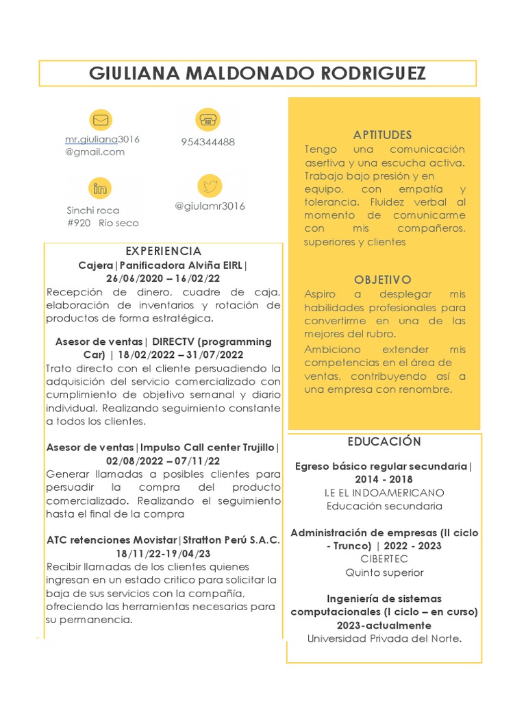CV Giuliana Maldonado | PDF | Business
